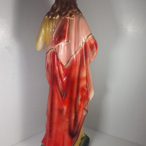 Jesus Sacred Heart Stigmata Large Vintage Statue Chalkware Hydrocal ...