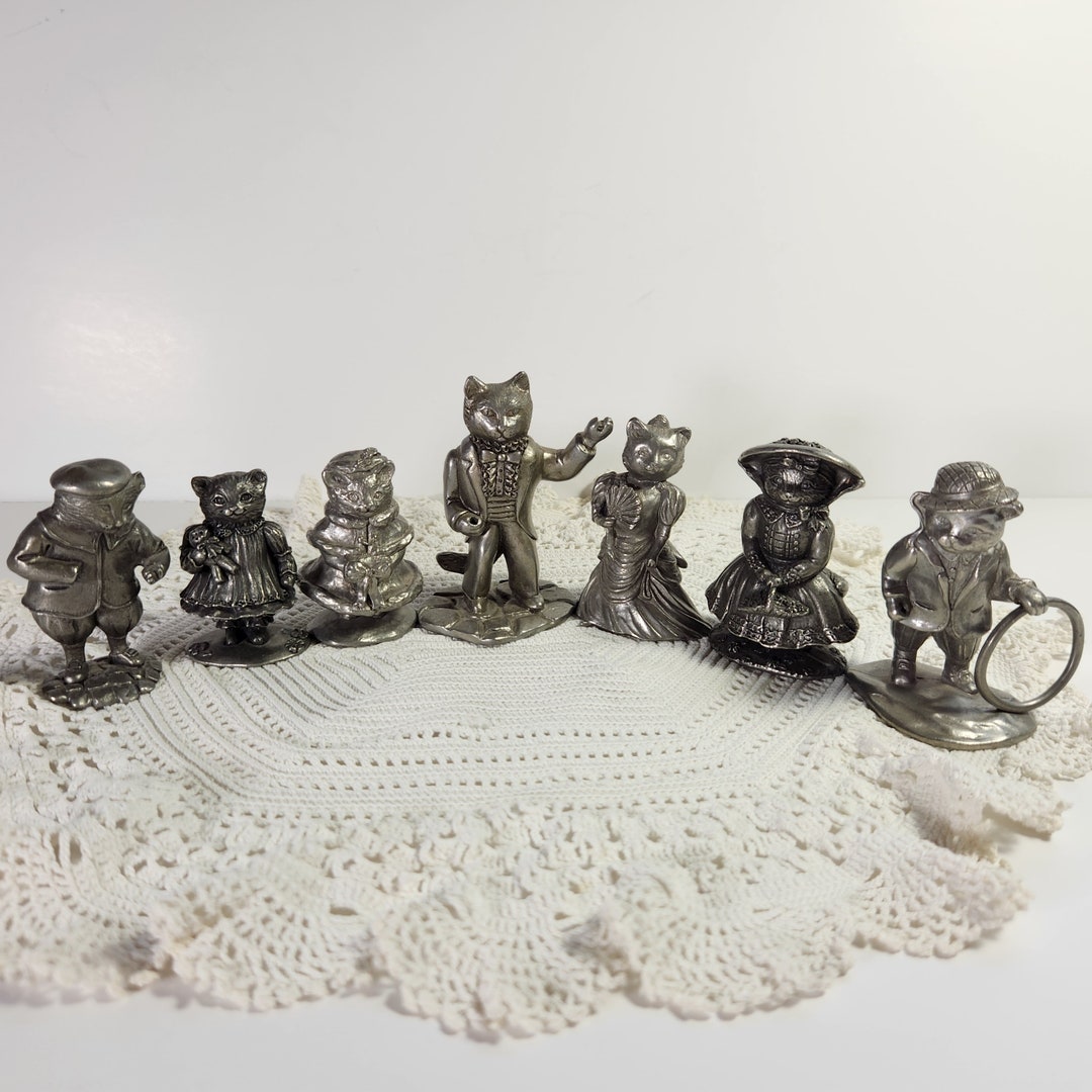 Vintage 1992 Pewter Cat Figurine Lot of 7 Signed and Named Seagull ...