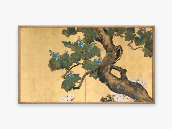 Samsung Frame TV Art Antique Japanese Gilded Folding Screen - Etsy