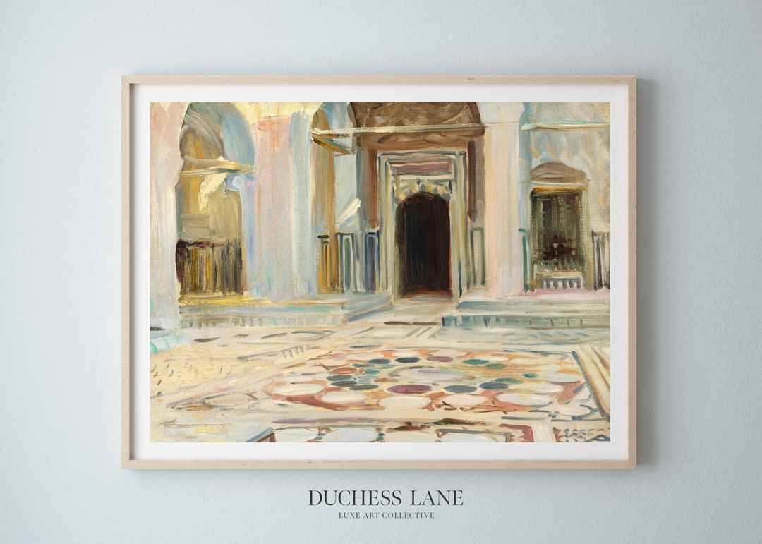 Vintage Architectural Palace Courtyard Painting | Printable Neutral ...