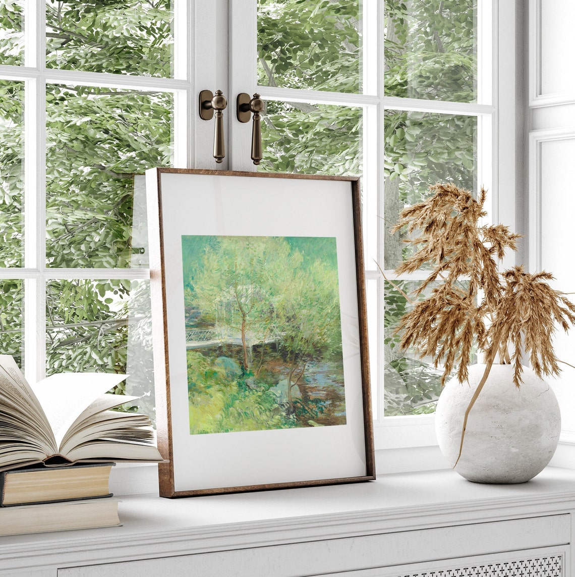 Printable Vintage Spring River Landscape Painting - Etsy