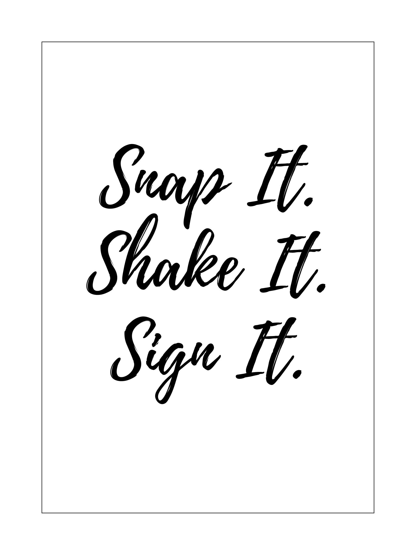 Snap It. Shake It. Sign It. Wedding Sign for Polaroid Guest - Etsy