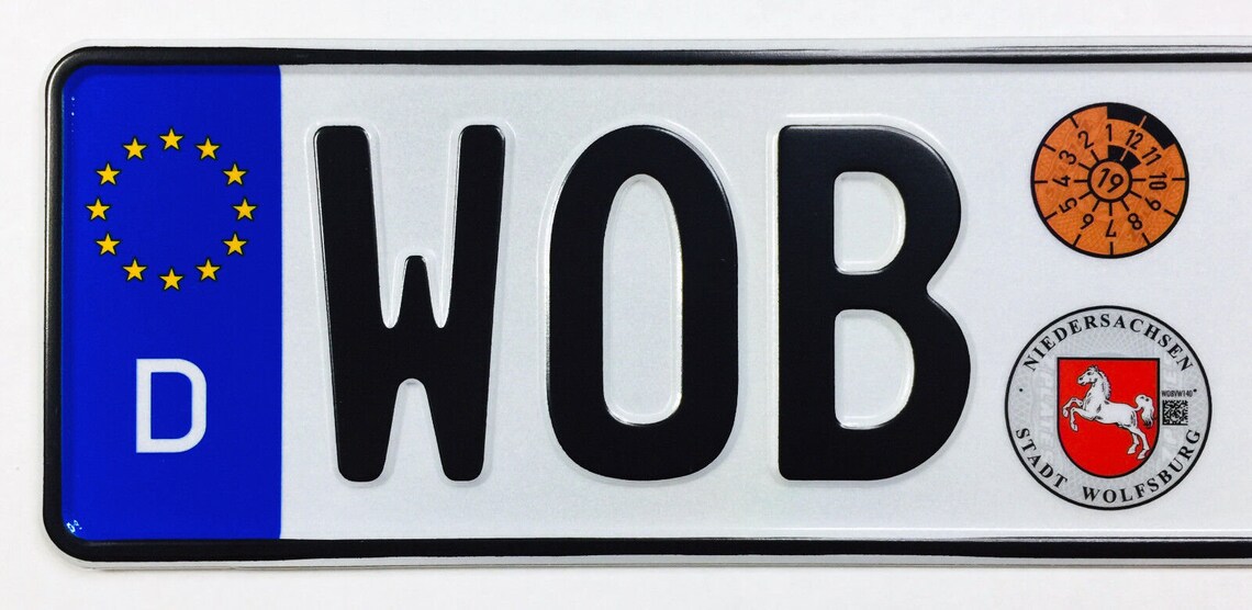VW Wolfsburg Rear German License Plate (WOB) by Z Plates With Unique ...