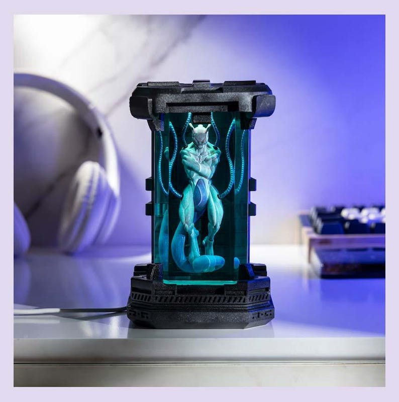 Custom POWERFUL MEWTWO Resin Lamp, Custom Diorama for Pokemon Gifts ...