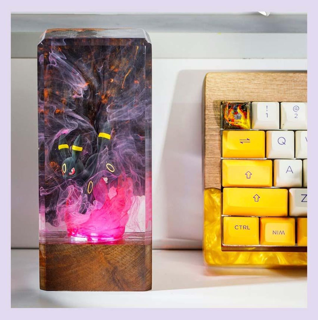 UMBREON Pokemon Epoxy Lamp, Custom Epoxy Resin Lamp, Resin Night Light ...