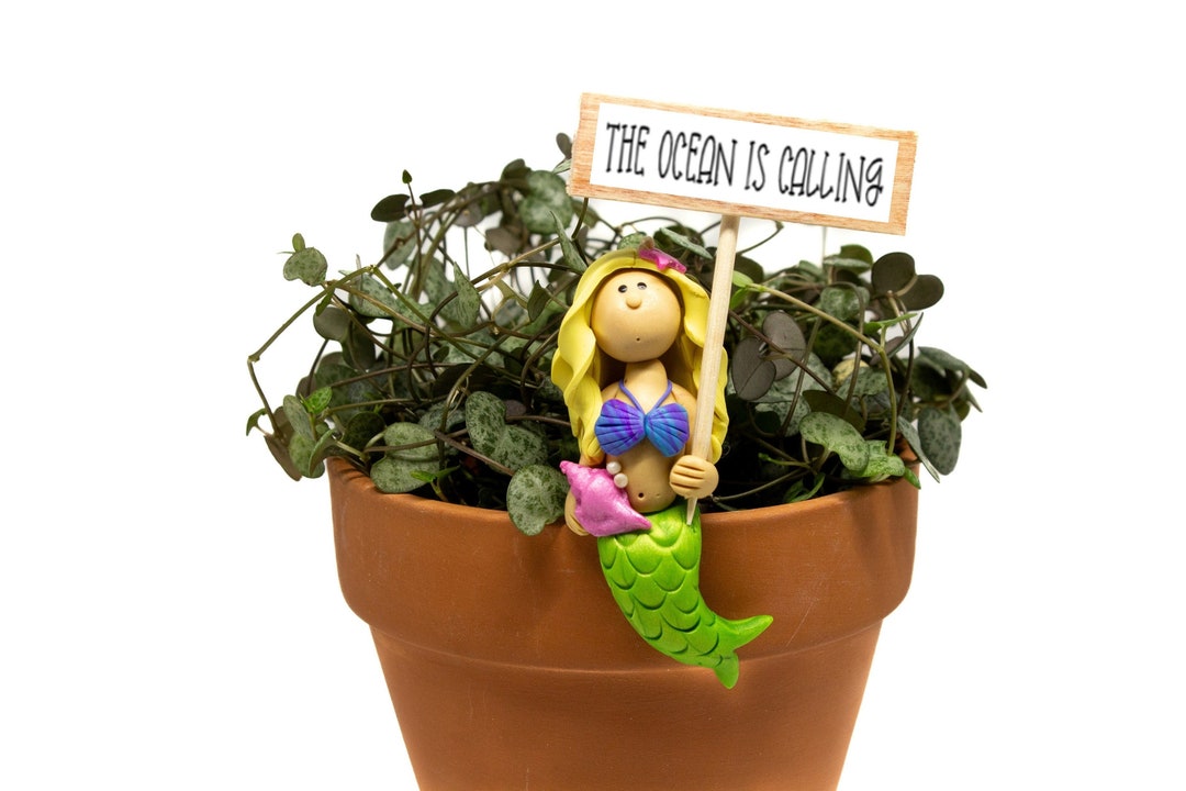 Mermaid Pot Sitter- Flower Pot Sitter- Mermaid Lover Gift - Flower Pot ...