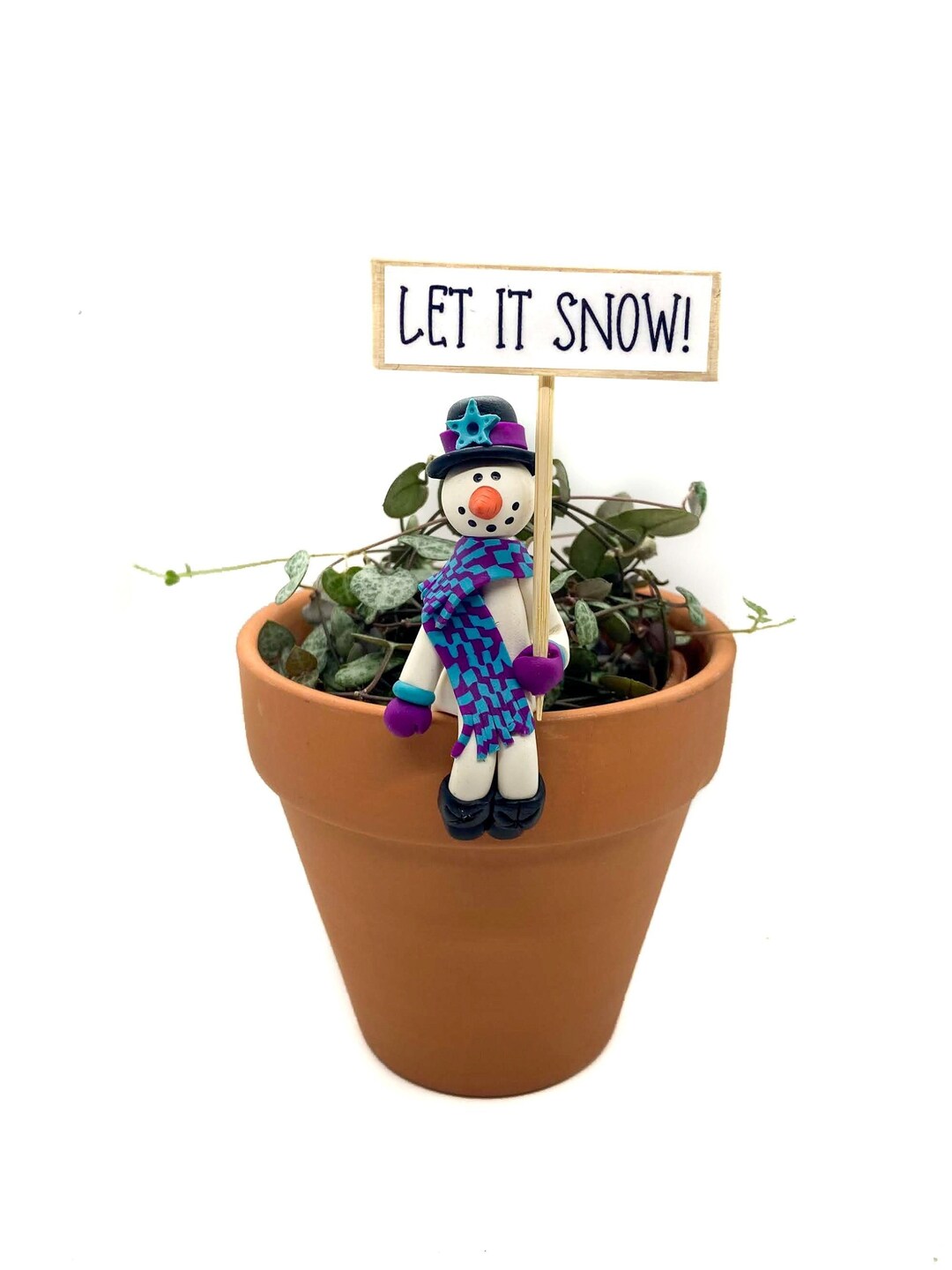 Snowman Pot Sitter - Snowman Pot Hugger - Flower Pot Sitter - Plant Pot ...