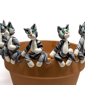 Cat Pot Sitter / Gray Tabby Cat / Flower Pot Sitter / Cat Pot Hugger ...