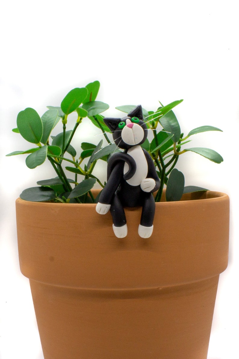 Cat Pot Sitter / Tuxedo Cat / Flower Pot Sitter / Cat Pot - Etsy