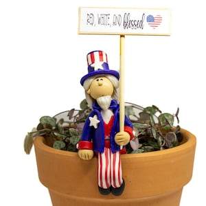 Uncle Sam Potsitter - Patriotic Gift - Flower Pot Uncle Sam - Plant ...