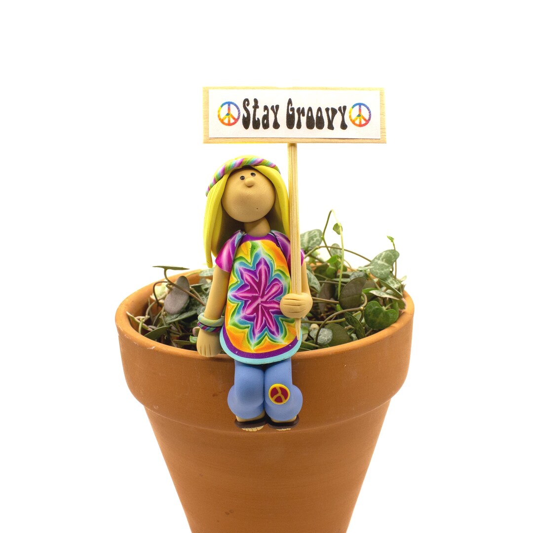 Hippie Chick Potsitter, Flower Pot Sitter, Plant Pot Sitter, Flower Pot ...