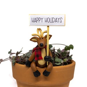 Reindeer Pot Sitter - Plant Lover Gift - Deer Pot Hugger - Flower Pot Sitter - Plant Pot Pal ...