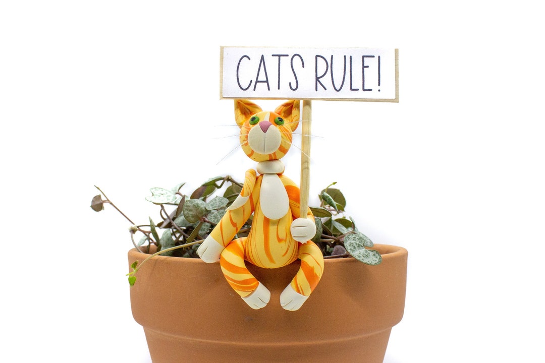 Cat Pot Sitter, Orange Tabby Cat, Flower Pot Sitter, Cat Pot Hugger ...