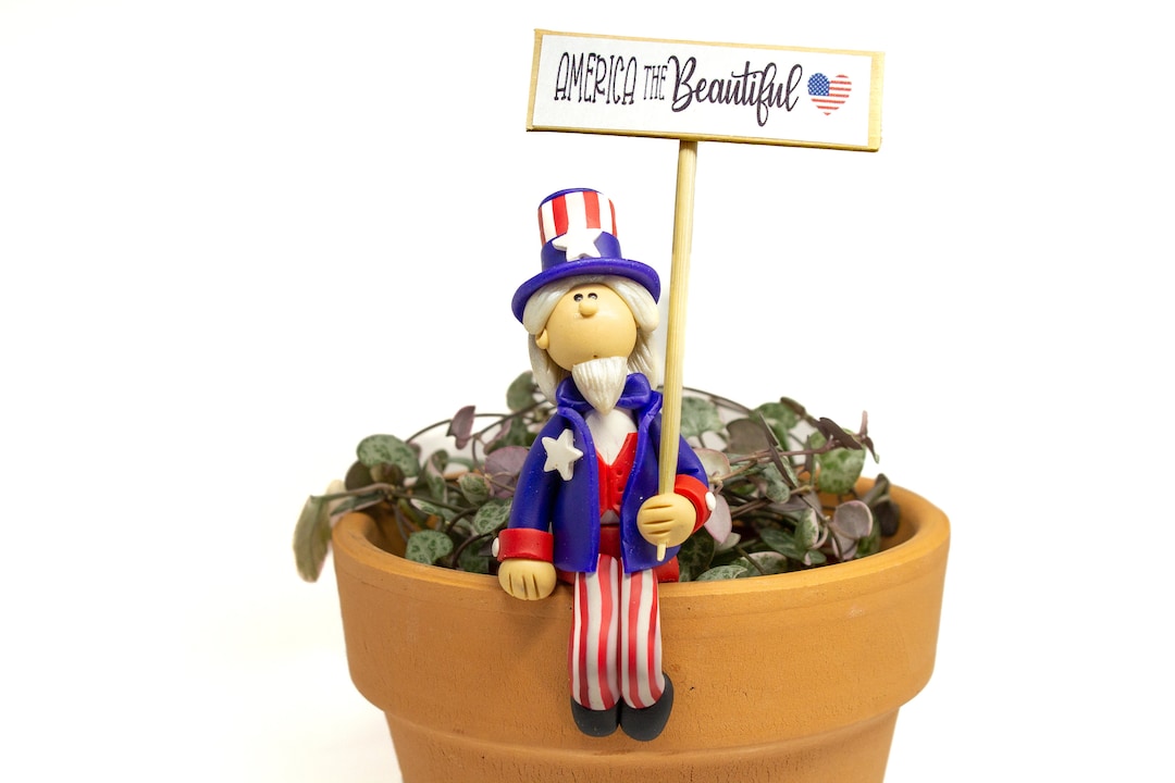 Uncle Sam Potsitter - Patriotic Gift - Flower Pot Uncle Sam - Plant ...
