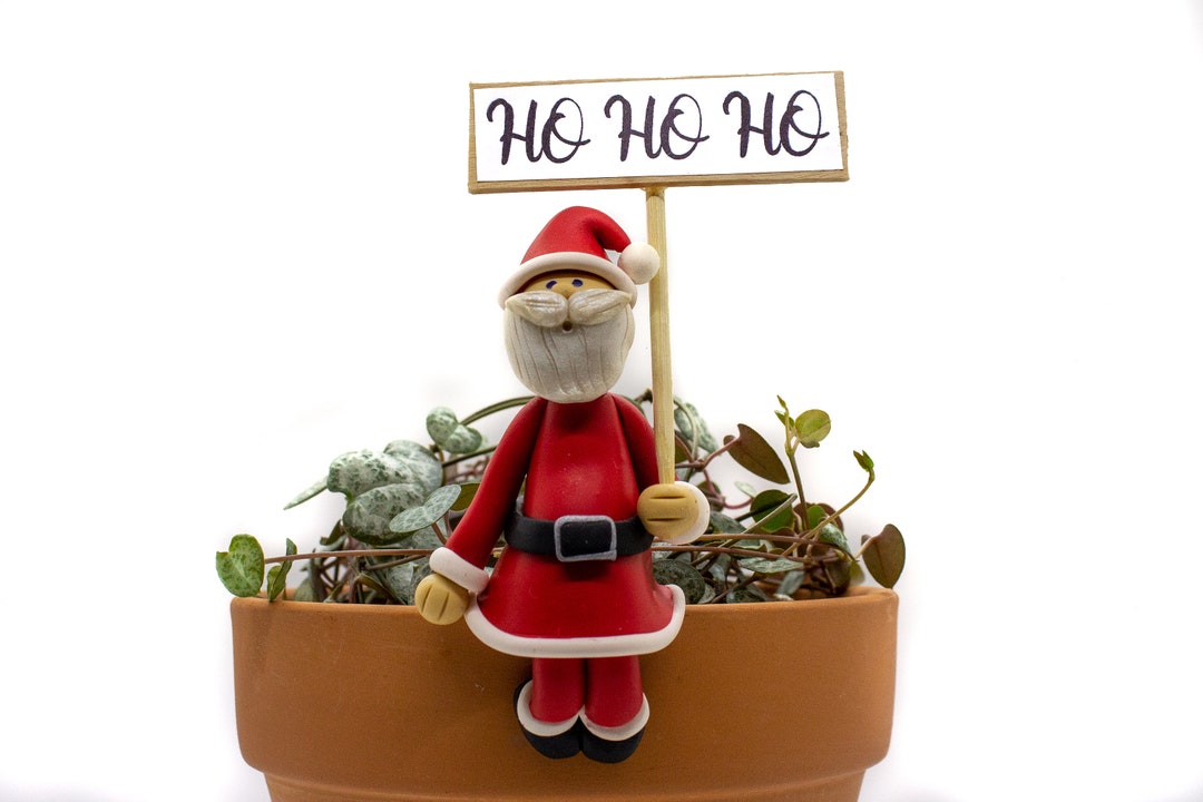 Santa Pot Sitter - Santa Pot Hugger - Santa Plant Pot Sitter - Flower ...