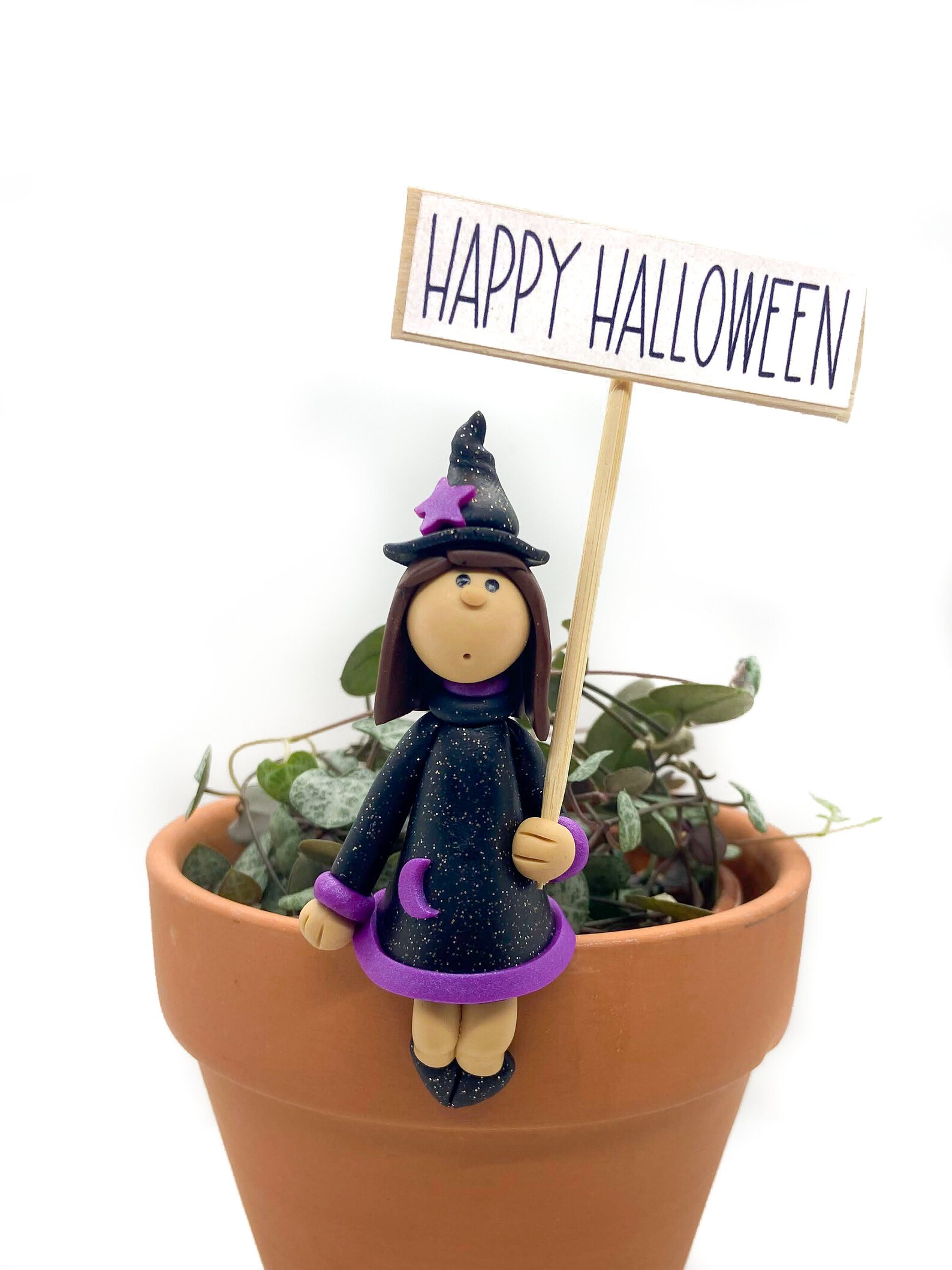 Witch Potsitter- Flower Pot Sitter- House Warming Gift - Flower Pot ...