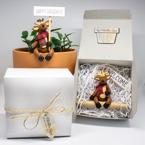 Reindeer Pot Sitter Plant Lover Gift Deer Pot Hugger Flower Pot Sitter Plant Pot Pal Flower Pot ...