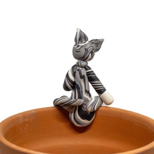 Cat Pot Sitter / Gray Tabby Cat / Flower Pot Sitter / Cat Pot Hugger ...