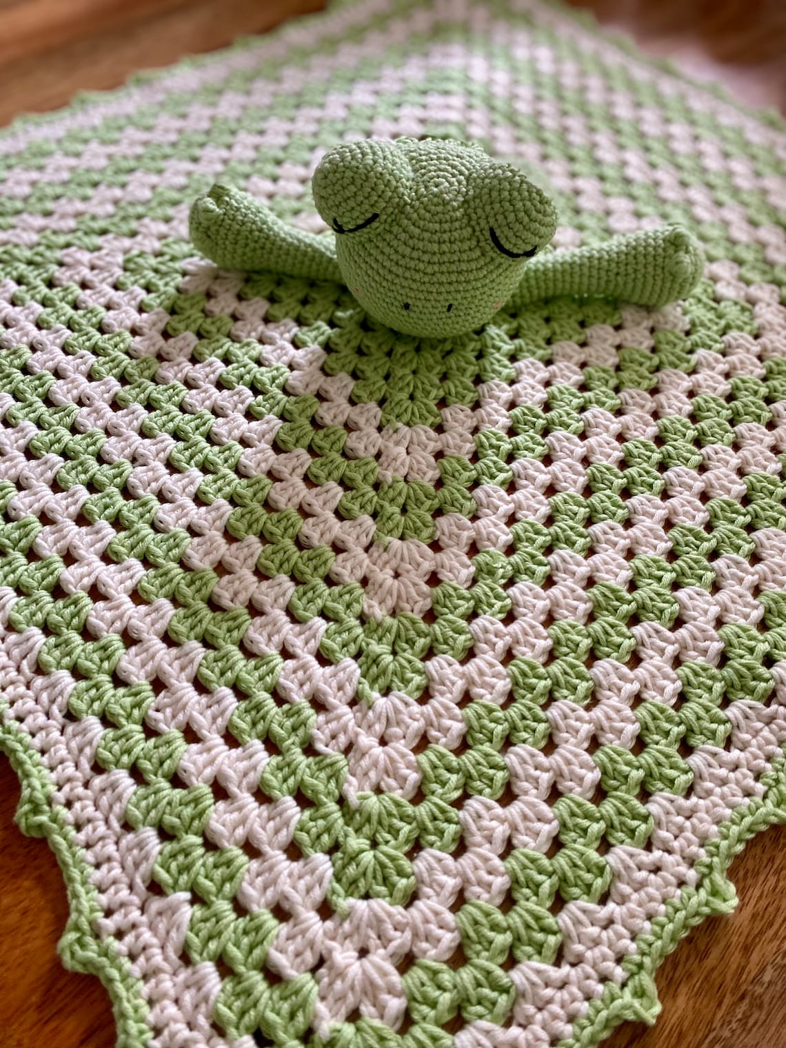 Heirloom Crochet Frog Lovey Blanket - Handmade Keepsake - Customizable ...