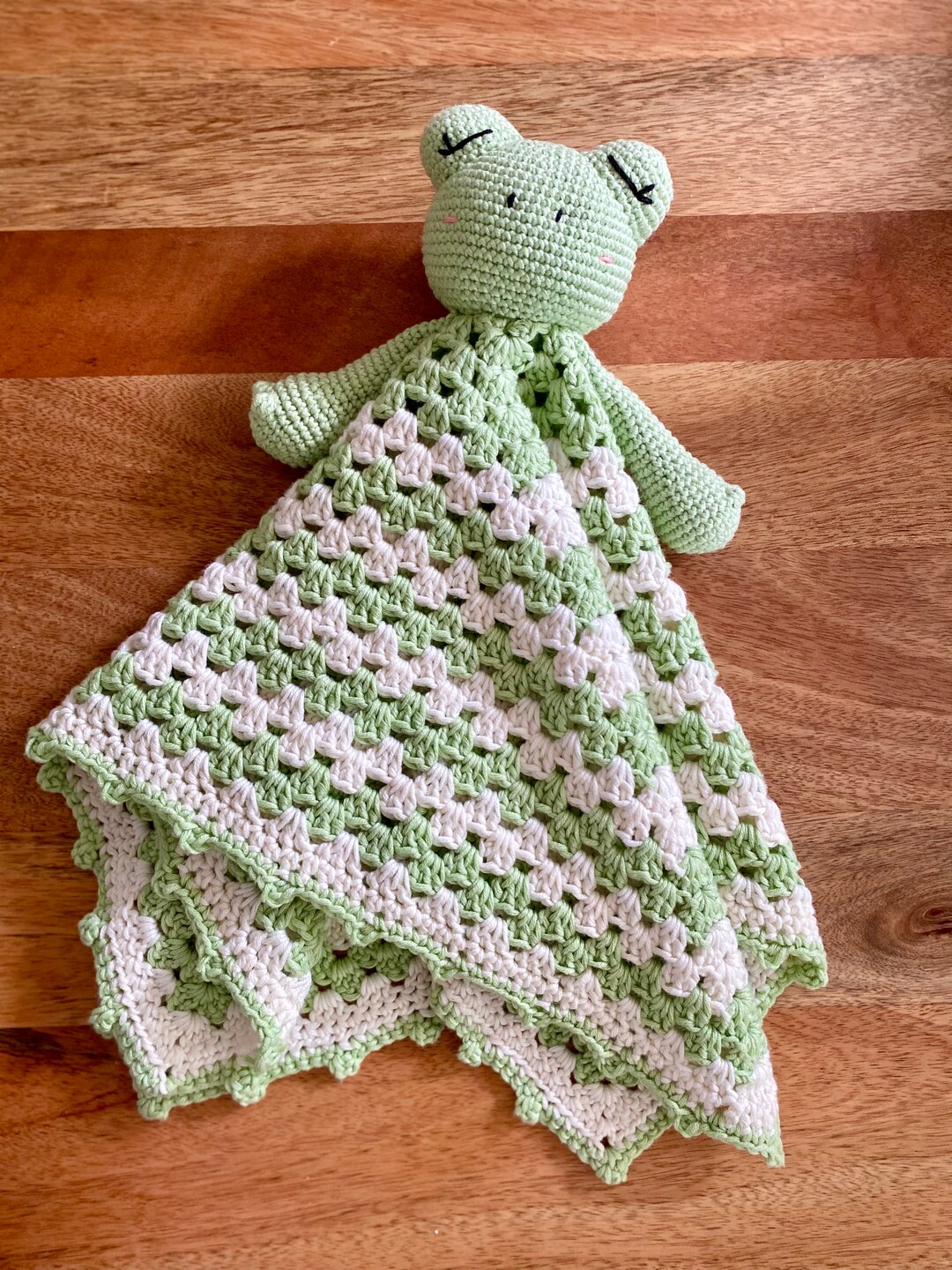 Heirloom Crochet Frog Lovey Blanket - Handmade Keepsake - Customizable ...