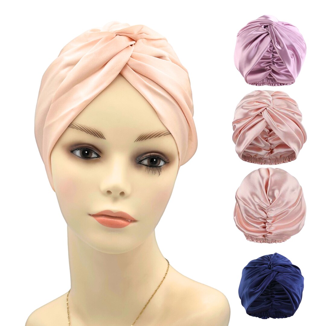 Premium Silk Sleep Turban, Double Layer Hair Loss Cover, Sleep Turban ...