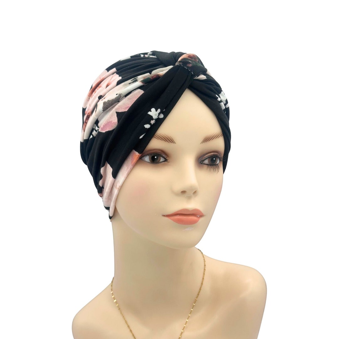 Pretied Floral Chemo Cap, Cross Style Chemo Headwear, Soft Comfy Cap ...