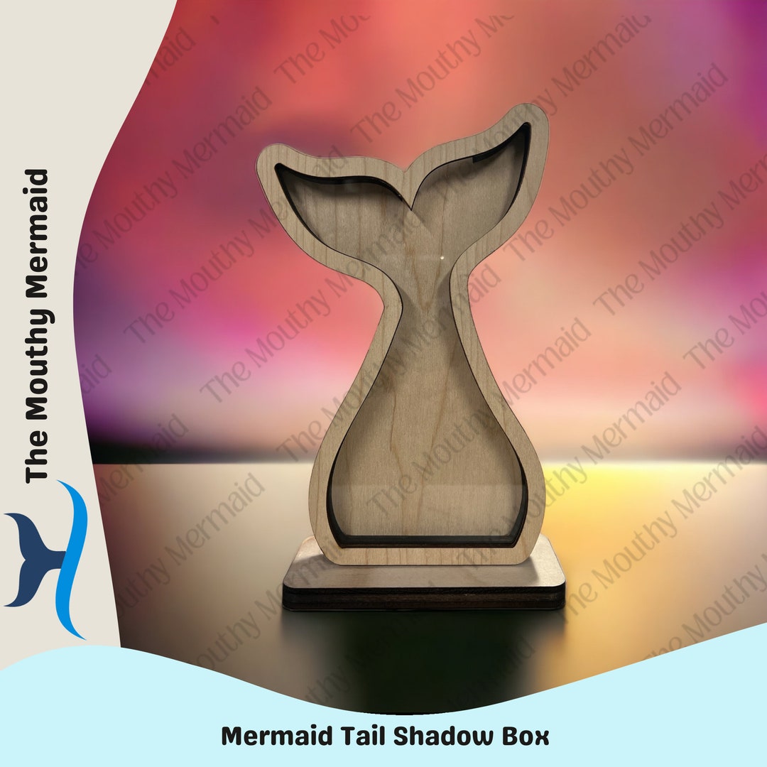 Shark Teeth Mermaid Tail Shadow Box for Shark Teeth, Small Shells ...
