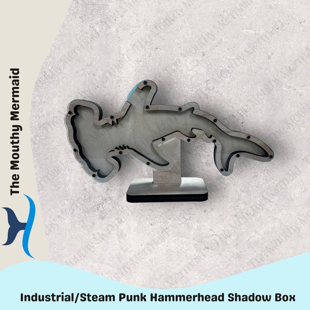 Industrial/steampunk Hammerhead Shark Shadow Box for Shark Teeth, Small ...