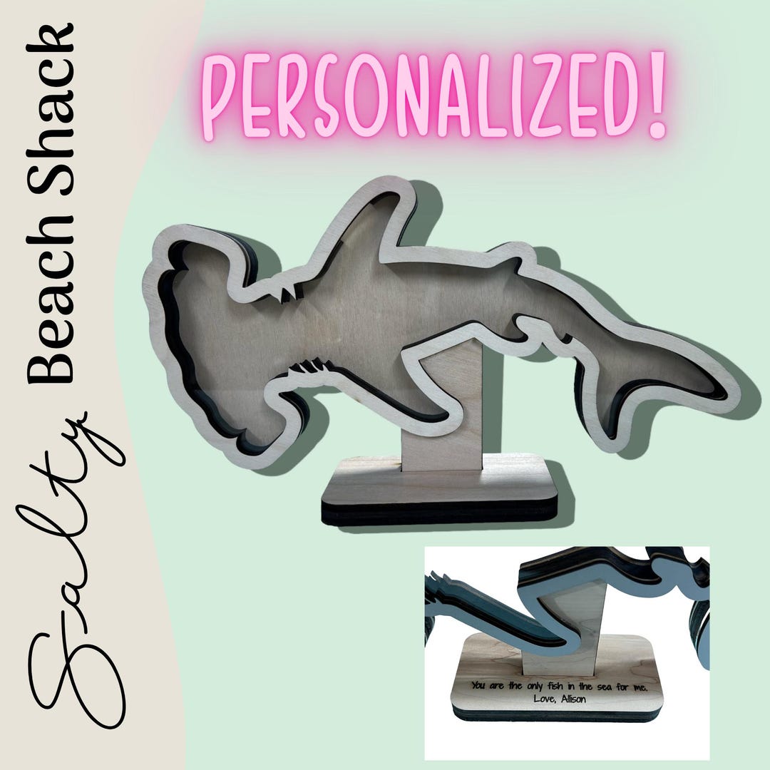 PERSONALIZED Hammerhead Shark Shadow Box for Shark Teeth, Small Shells ...