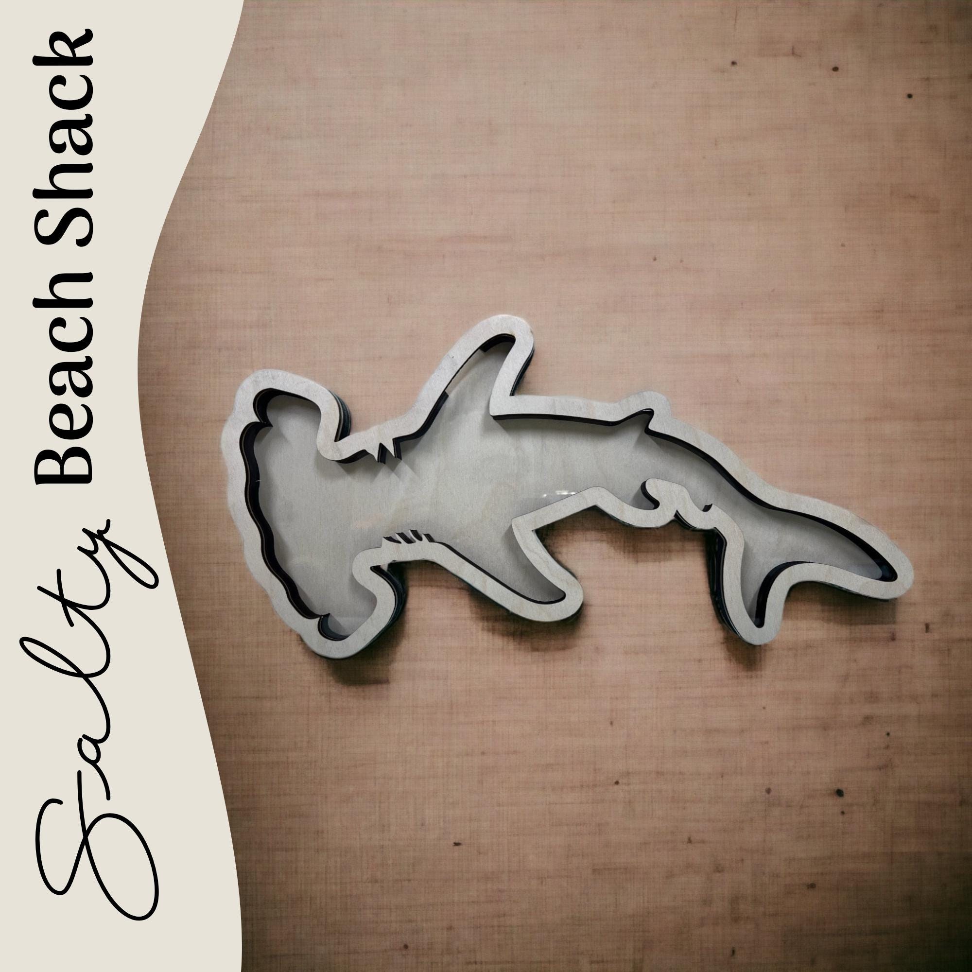 WALL HANGING Hammerhead Shark Shadow Box for Shark Teeth, Small Shells ...