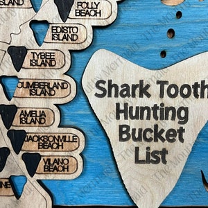 Emerald Seas Shark Teeth Hunting Bucket List 3D Map. Wall Hanging, Wall ...