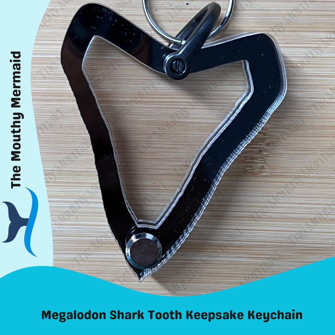 Megalodon Shark Tooth Keychain | Fillable Keychain | Shaker Keychain ...