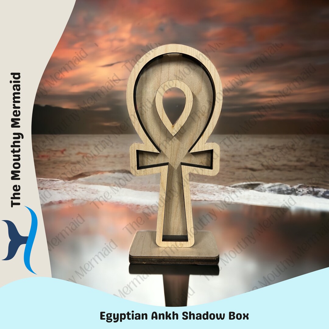 Egyptian Ankh Shadow Box for Crystals, Agates, Polished Pebbles, Money ...