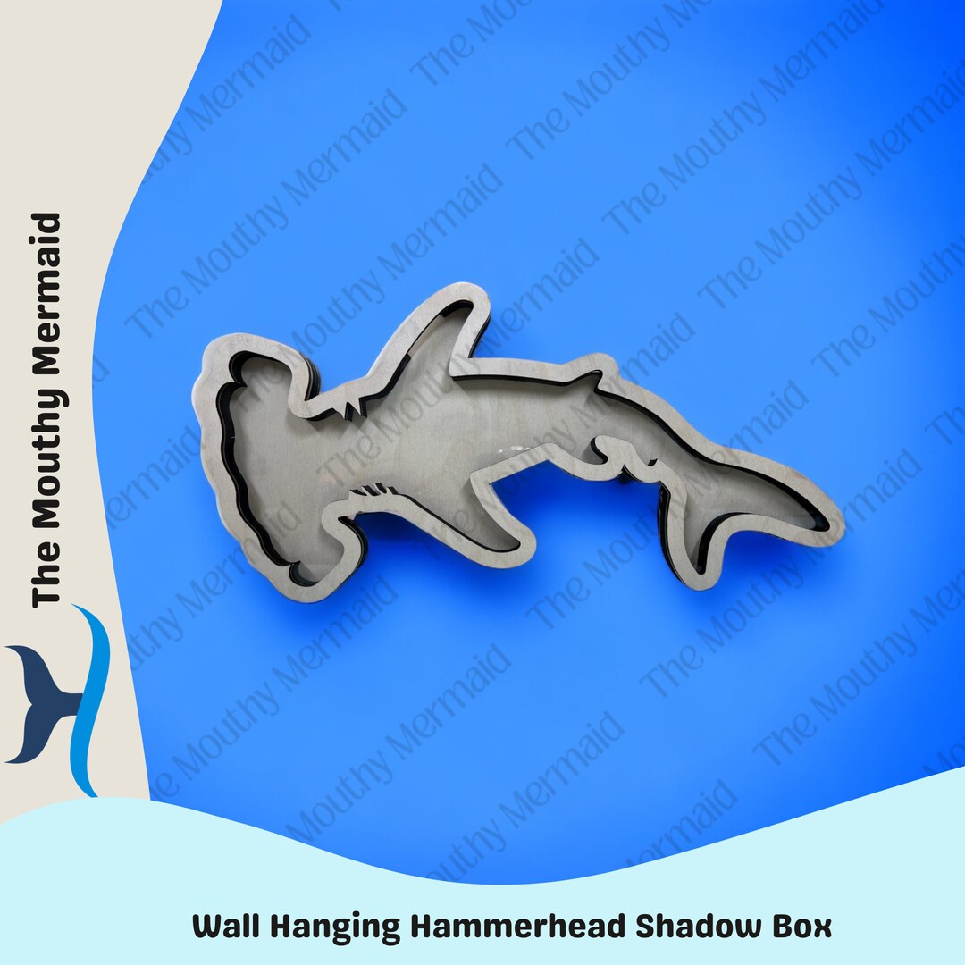 Hammerhead Shark (WALL HANGING) Shadow Box for Shark Teeth, Small ...