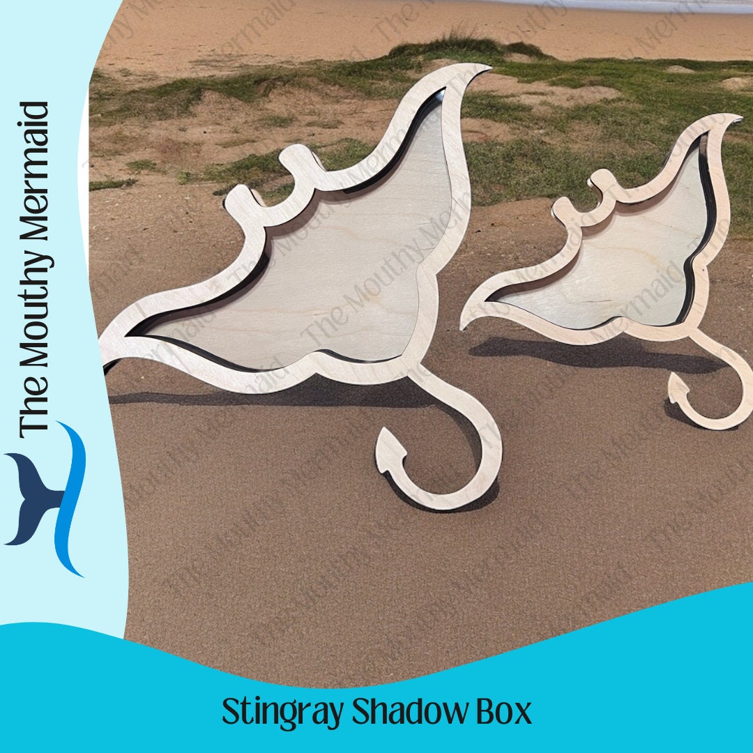 Stingray Shadow Box WALL HANGING for Your Stingray Barb Fossils ...