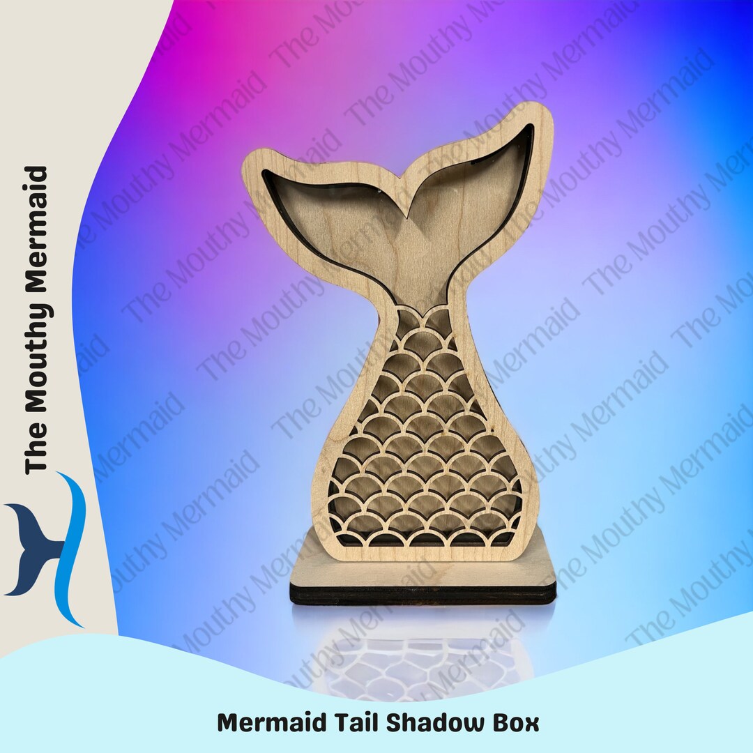 Shark Teeth Mermaid Tail Shadow Box for Shark Teeth, Small Shells ...