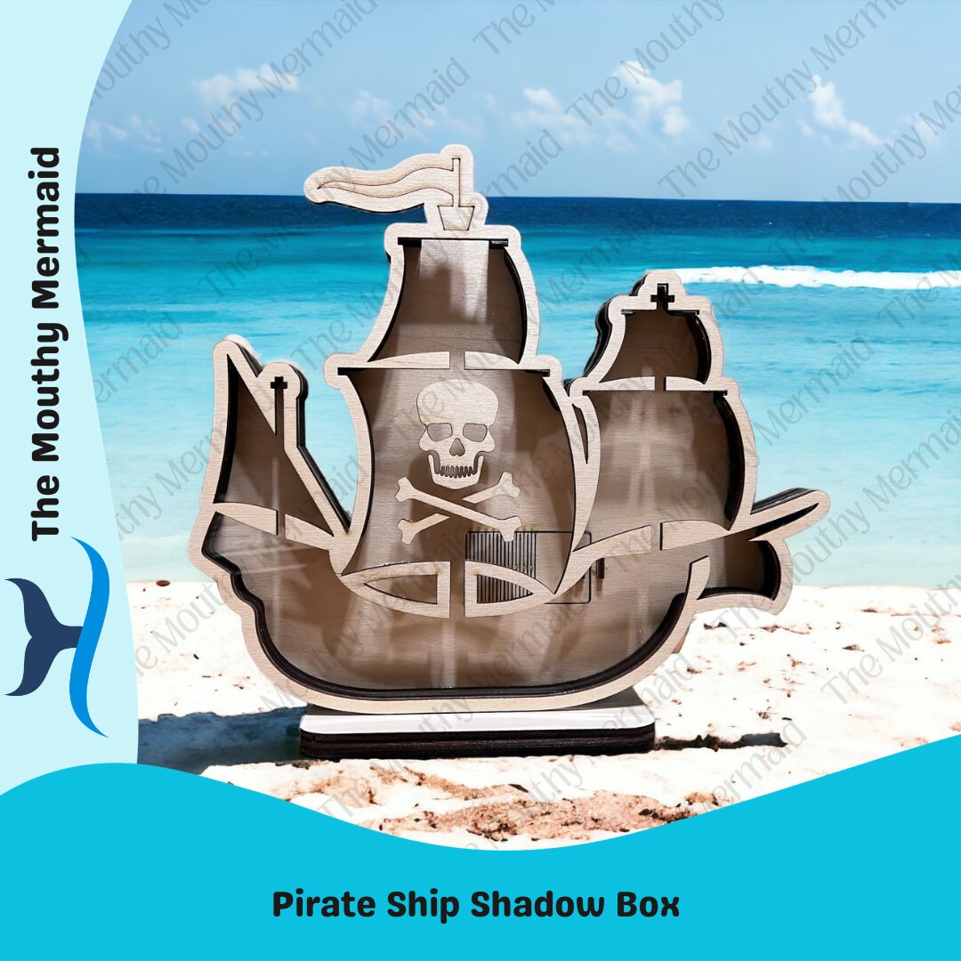 Pirate Ship Shark Tooth Display, Shadow Box for Shark Teeth, Small ...