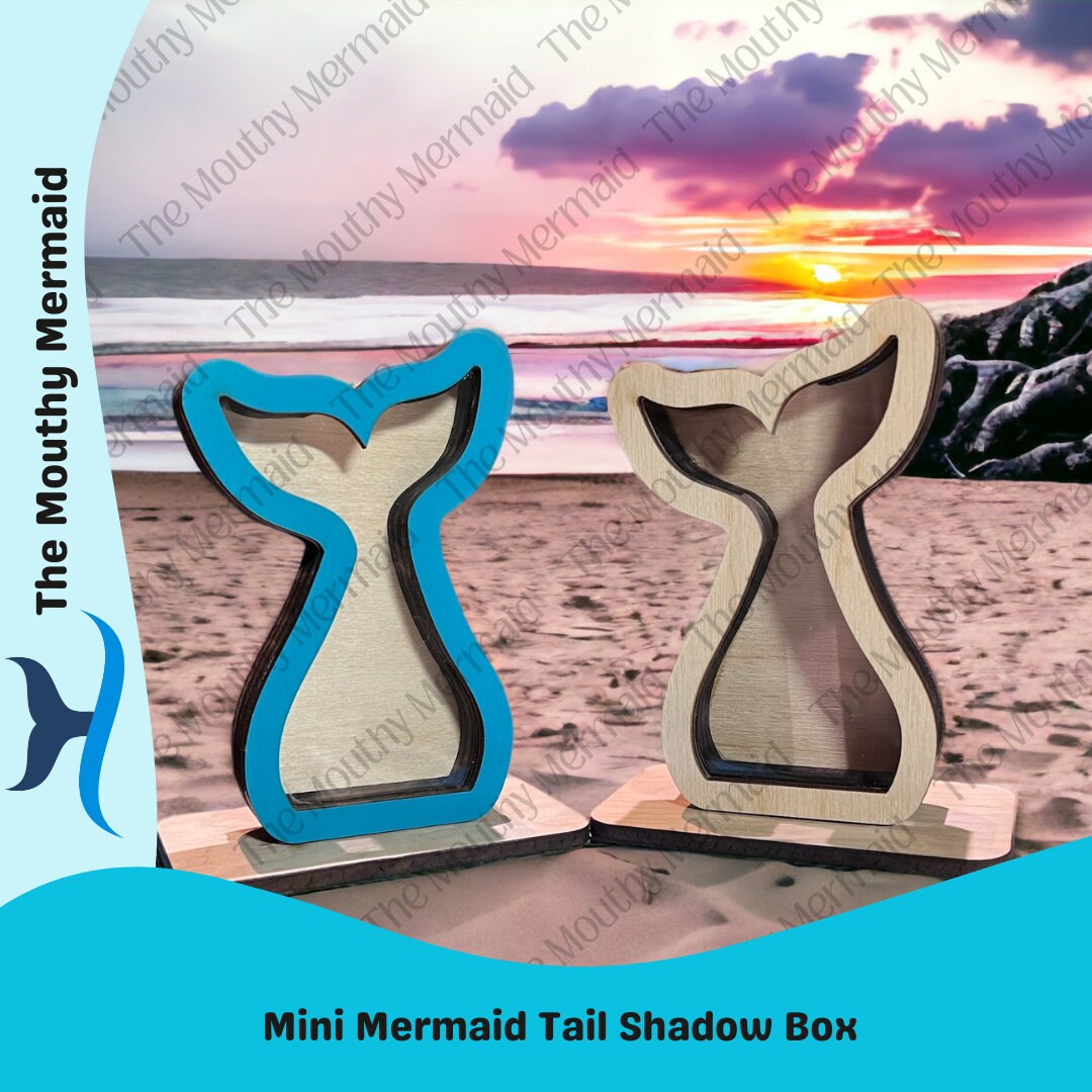 MINI Mermaid Tail Shadow Box for Shark Teeth, Small Shells, Fossils ...