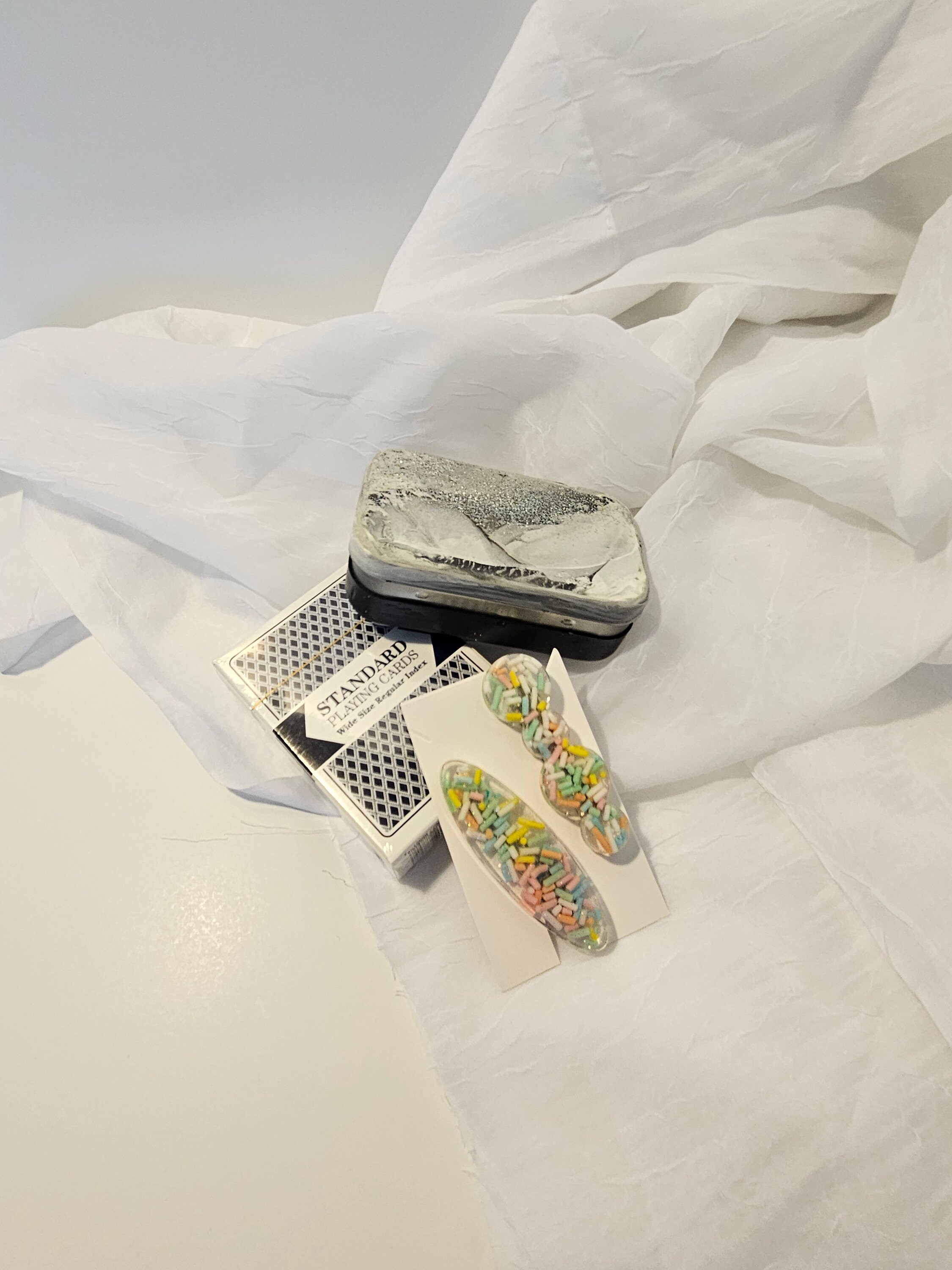 Two Candy Barrettes Inside a Hinged Tin Covered in Polymer Clay and ...