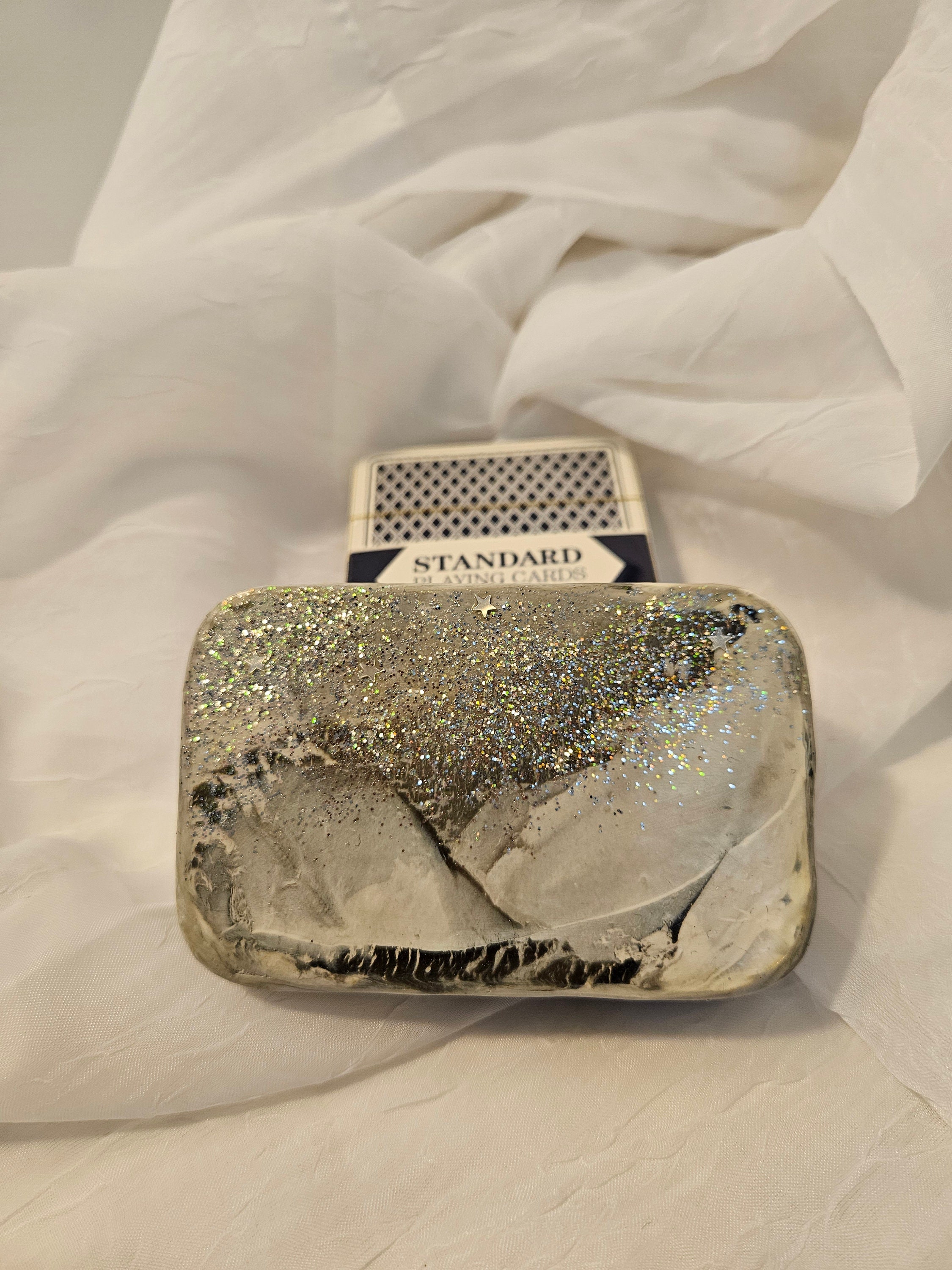 Two Candy Barrettes Inside a Hinged Tin Covered in Polymer Clay and ...