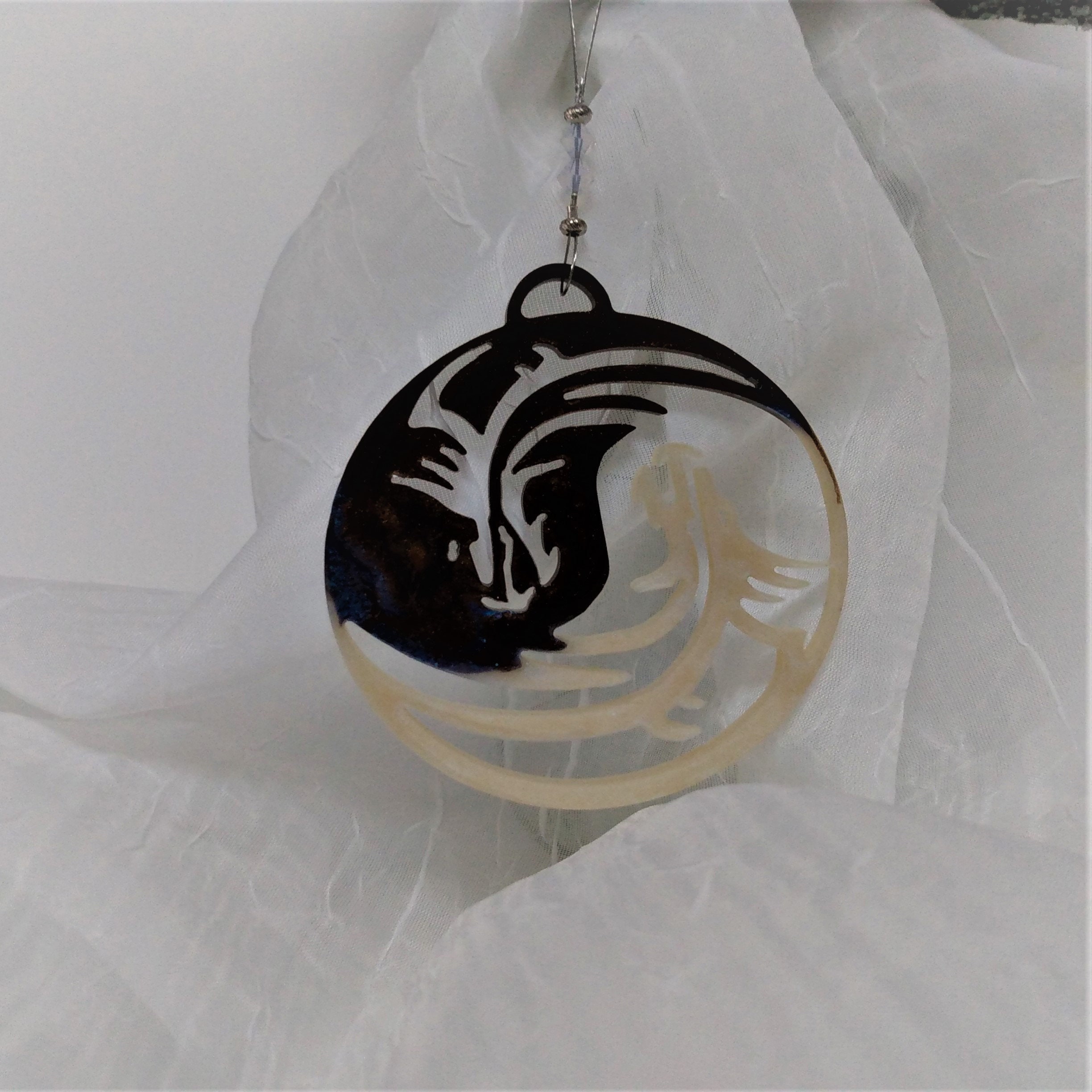 Resin Yin Yang Dragon Ornament in Cream, Brown and a Touch of Blue With ...