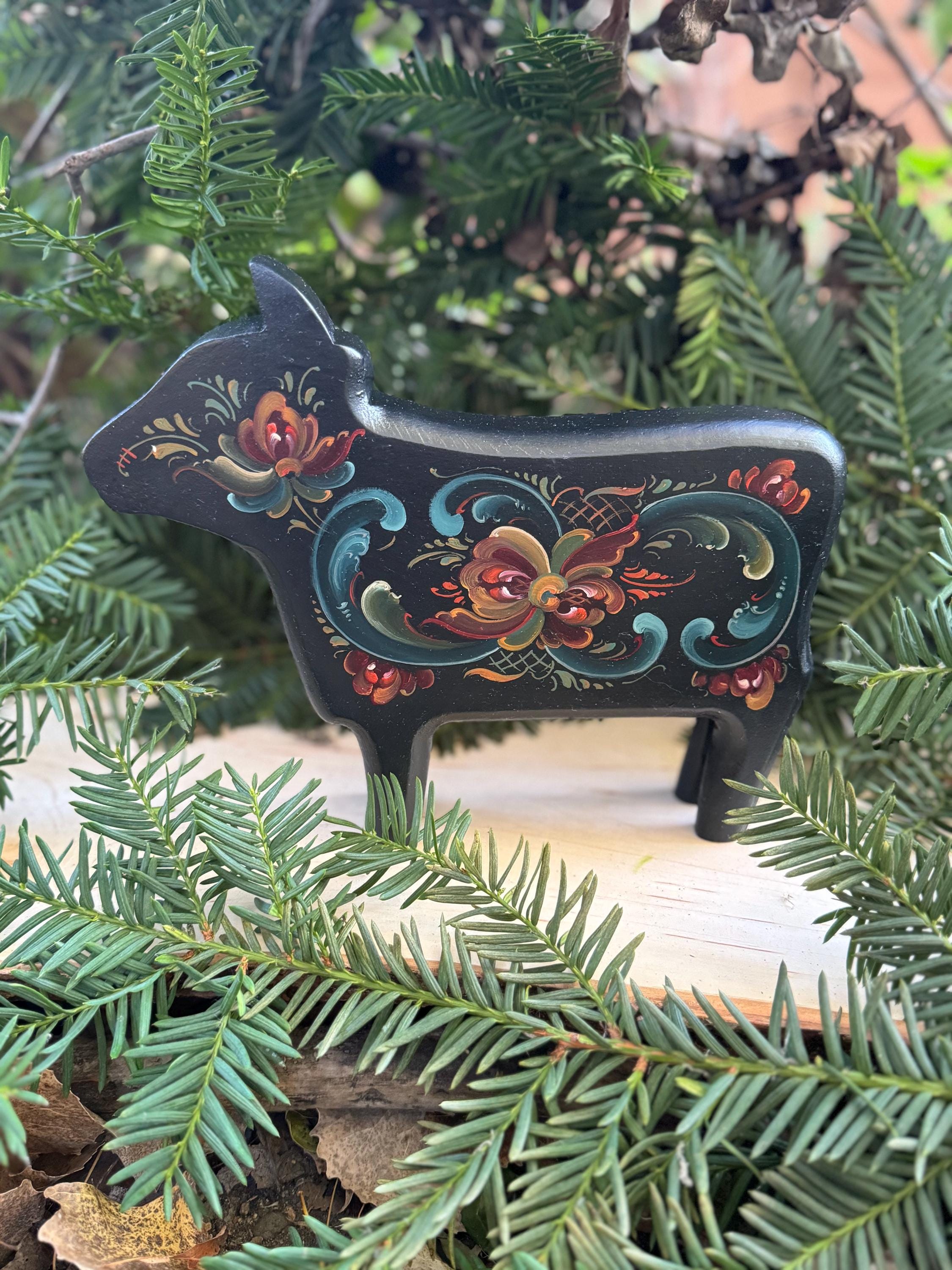 Rosemaled Cow - Etsy