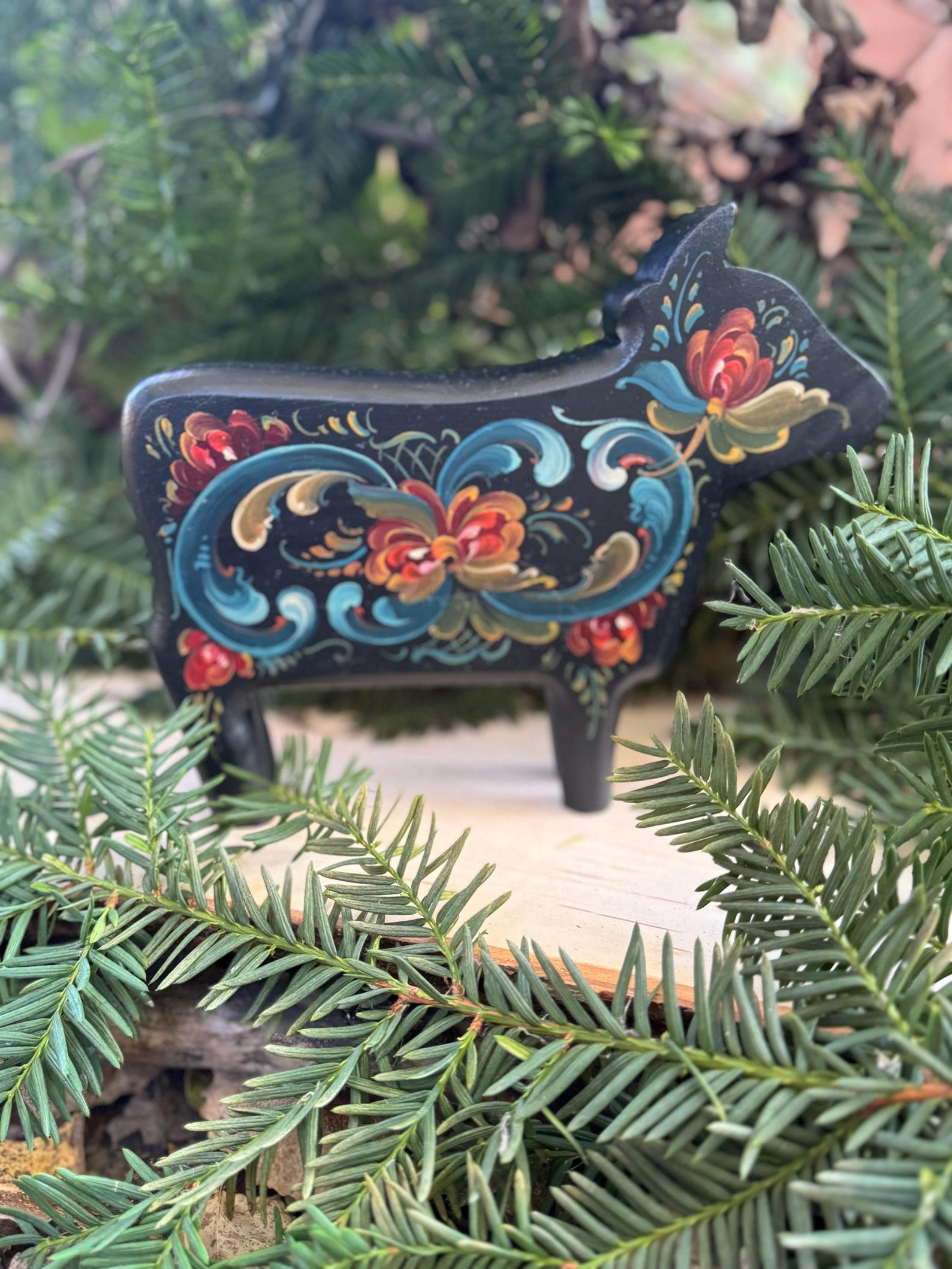 Rosemaled Cow - Etsy