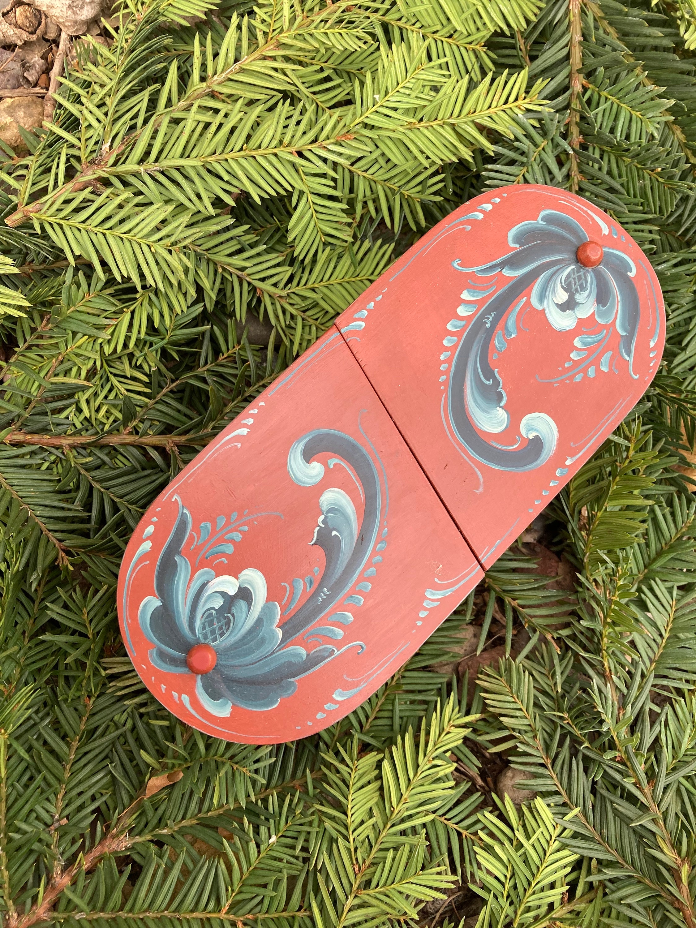 Rosemaled Wood Split Box - Etsy