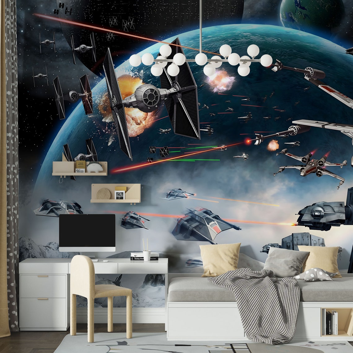 Star Wars, Galactic Battle Scene Wall Mural | Sci-fi | Peel & Stick ...