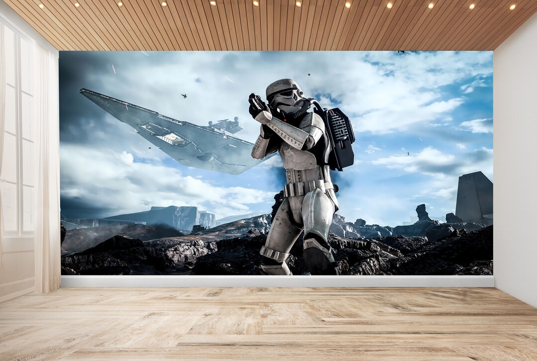Star Wars, Stormtrooper Battle Scene Wall Mural | Sci-fi | Peel & Stick ...