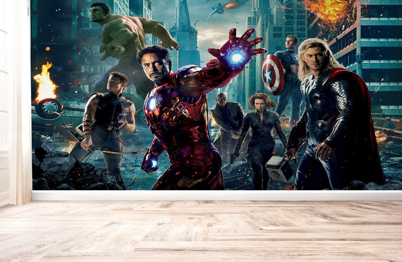 The Avengers Wall Mural | Superhero Wallpaper | Peel & Stick Wallpaper ...
