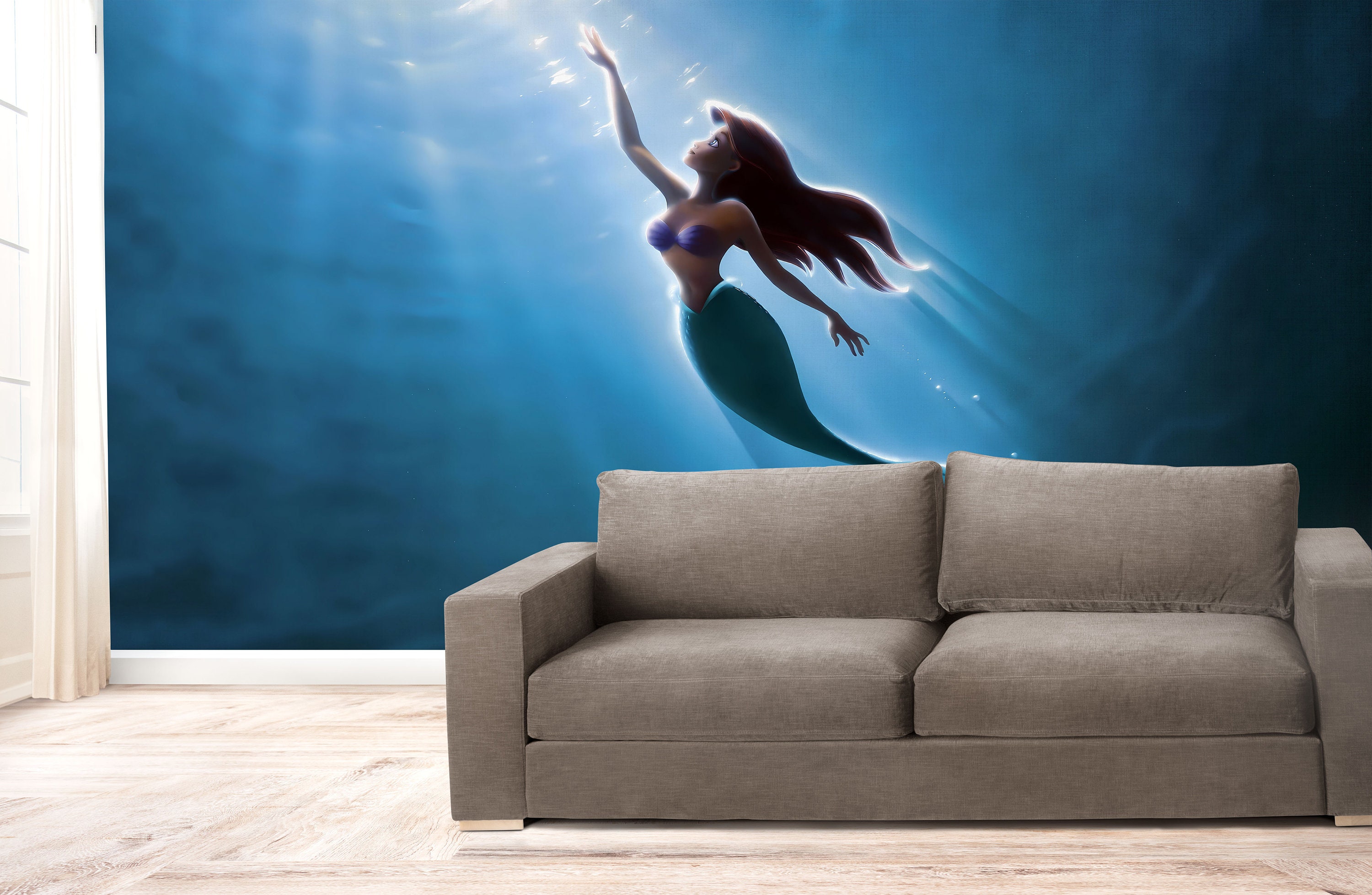 The Little Mermaid Wall Mural Girl's Bedroom Wallpaper Peel & Stick ...