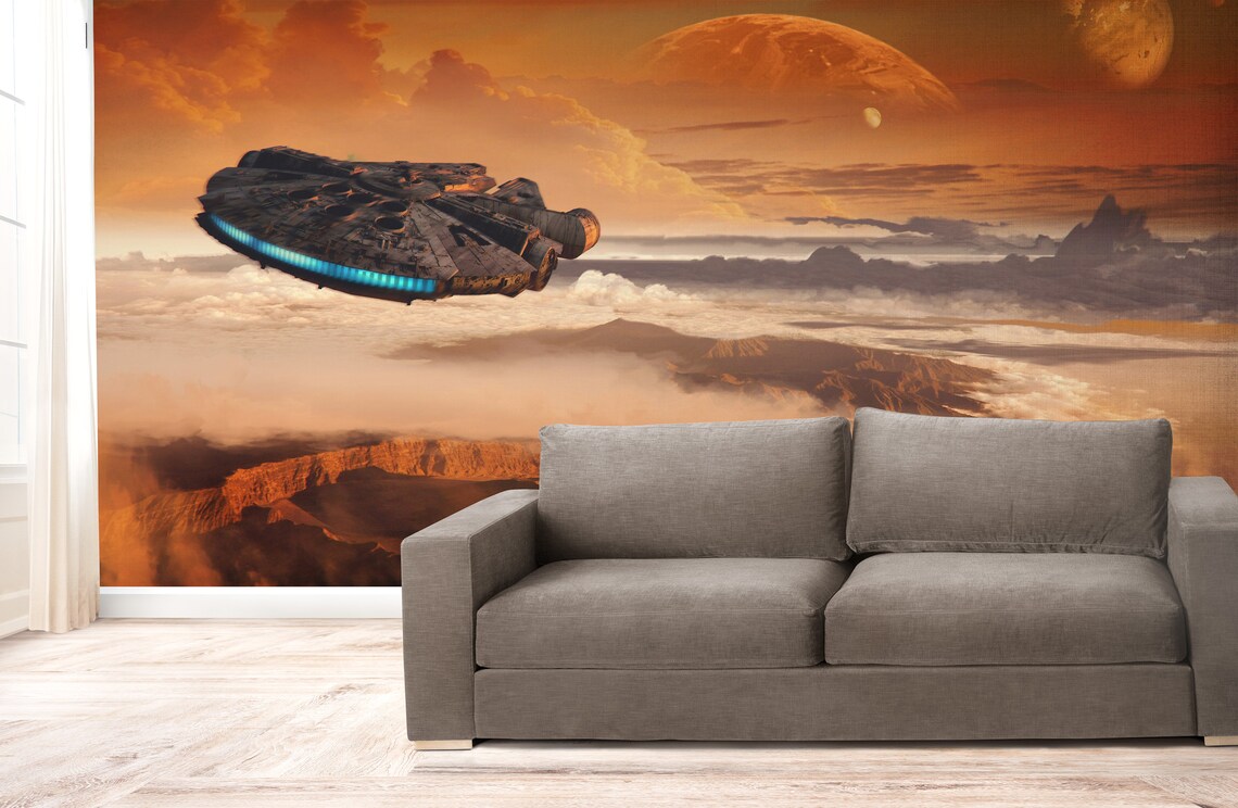 Star Wars Millennium Falcon Wall Mural Peel & Stick - Etsy