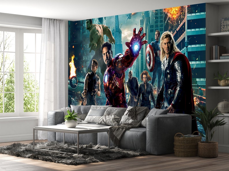The Avengers Wall Mural | Superhero Wallpaper | Peel & Stick Wallpaper ...